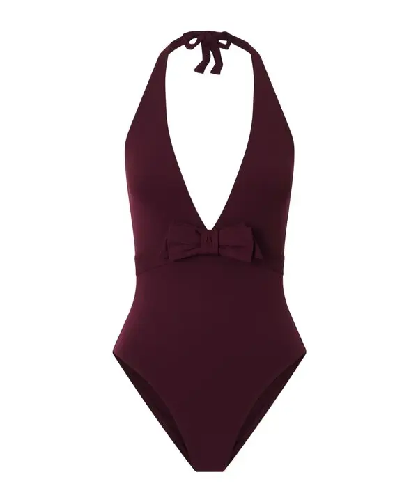 ERES Halter-neck Bow-embellished Swimsuit - Wine Red