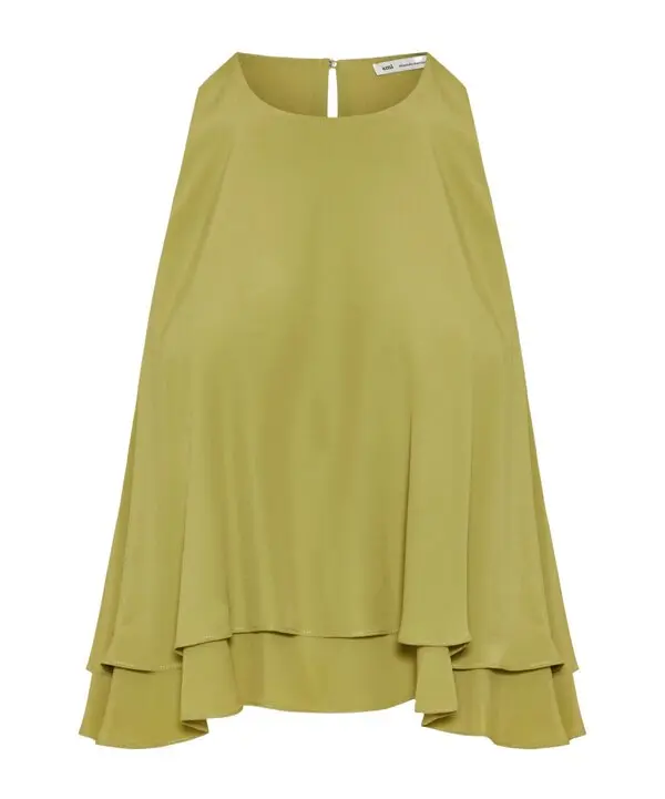 Ami Sleeveless Tiered Blouse - Matcha