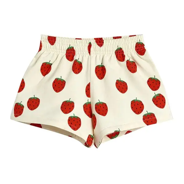 MINI RODINI Organic Cotton Strawberry Print Shorts