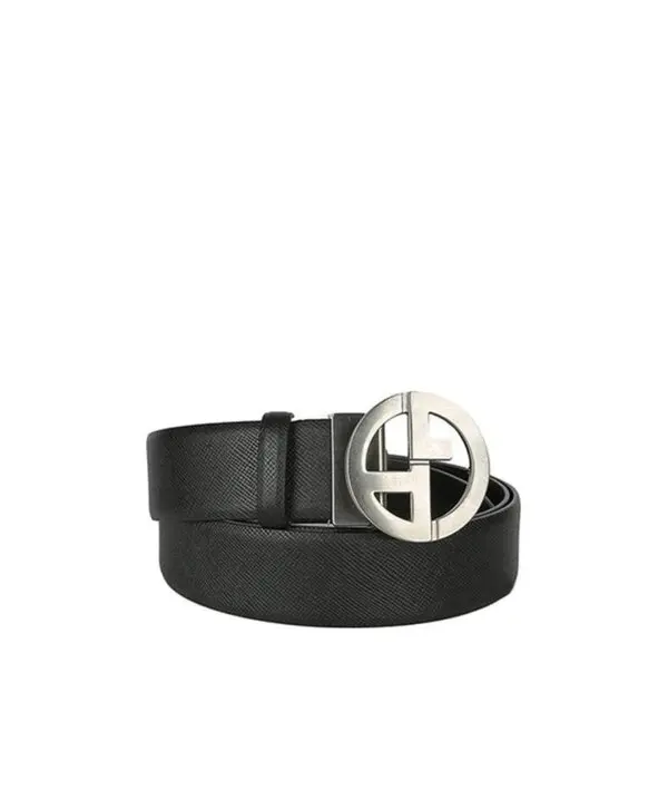 Giorgio Armani Logo Detail Leather Belt - Black