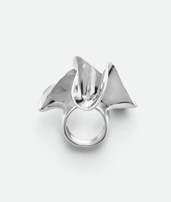 Bottega Veneta Sculptural Anemone Ring - Silver