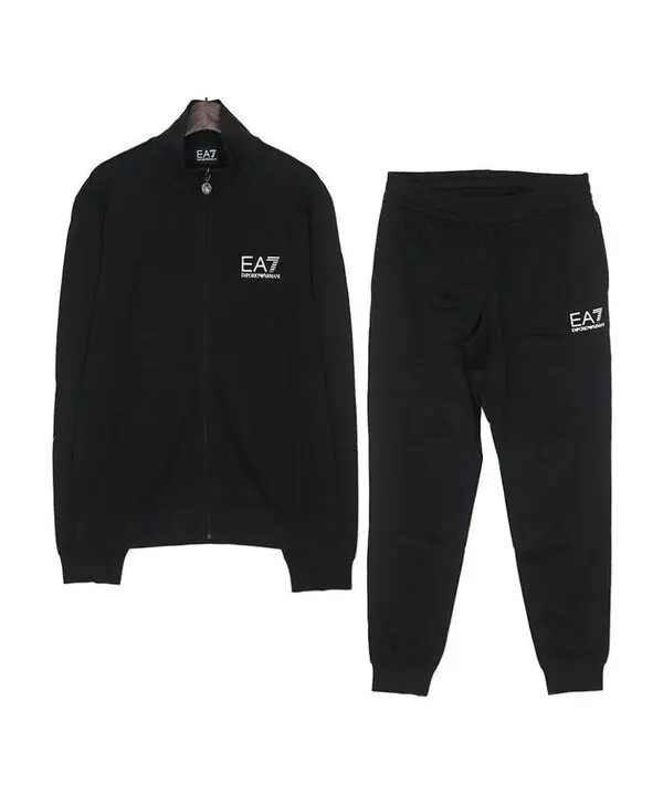 EA7 Vertical Collar Logo Tracksuit - Black