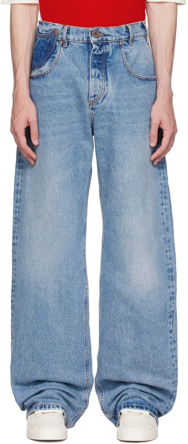 Balmain High-waist Wide-leg Jeans - Blue