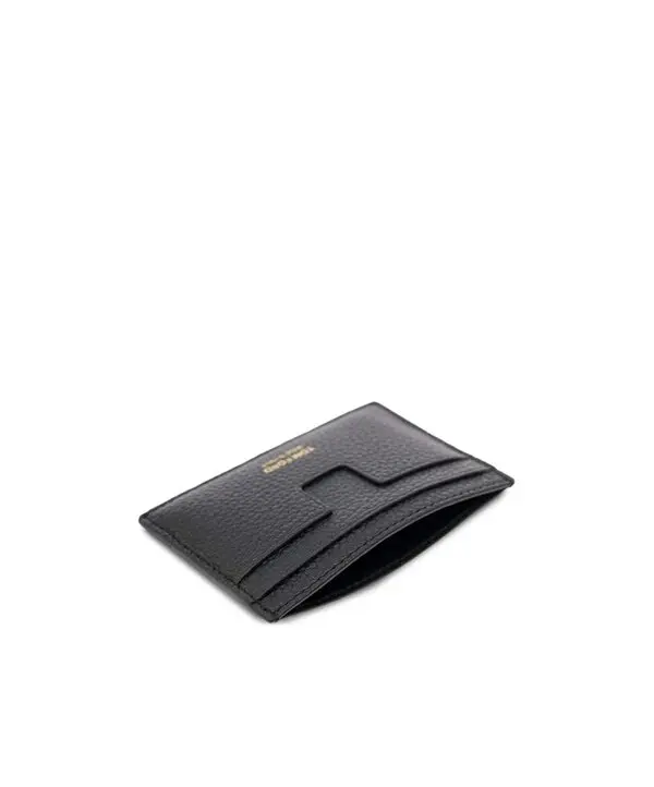 TOM FORD Soft Grain Leather T Line Classic Card Holder - Black