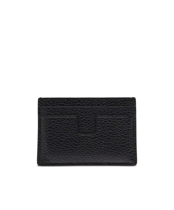 TOM FORD Soft Grain Leather T Line Classic Card Holder - Black