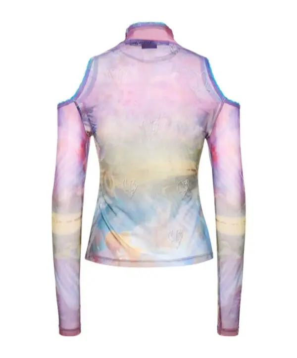 Andersson Bell Luna Mysterious Fairy Print" Mesh Top With Cutout Shoulders