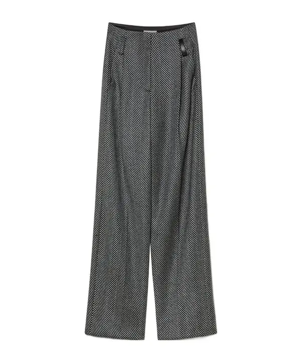 FORTE_FORTE High-rise Chevron Patterned Trousers - Antracite