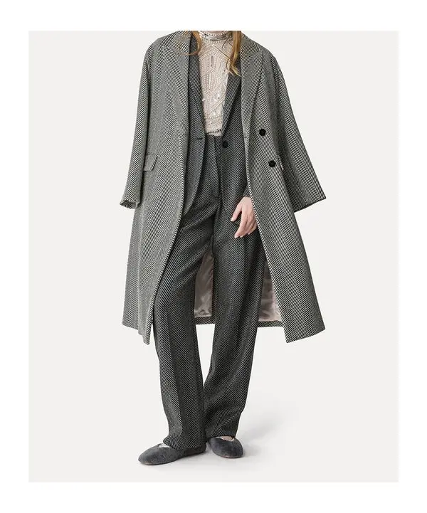 FORTE_FORTE High-rise Chevron Patterned Trousers - Antracite