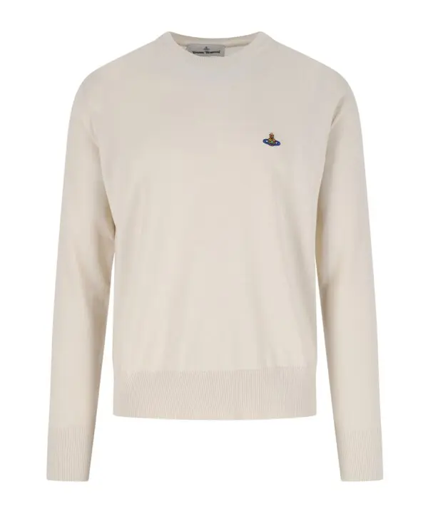 VIVIENNE WESTWOOD Orb Logo Knitted Sweater - White
