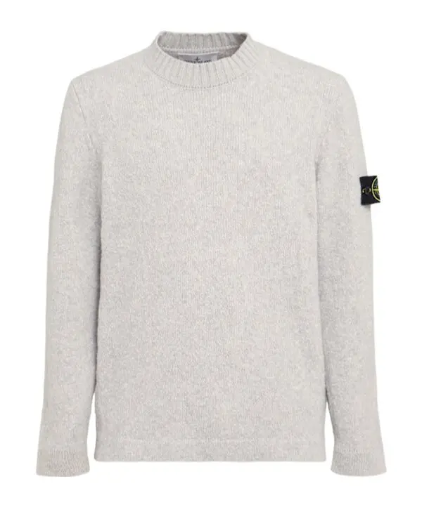 Stone Island Wool Blend Crewneck Sweater - White