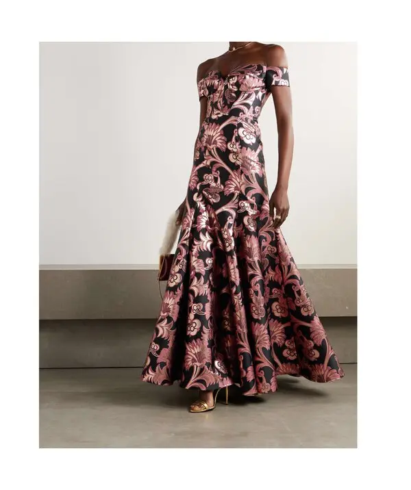 Etro Off-the-shoulder Jacquard Maxi Dress