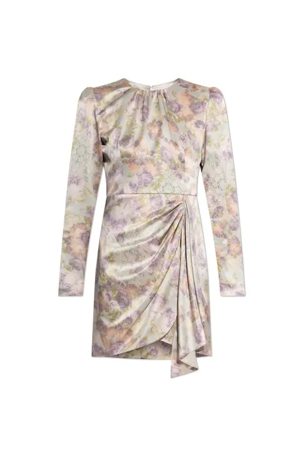 Alessandra Rich Floral Motif Pleated Dress