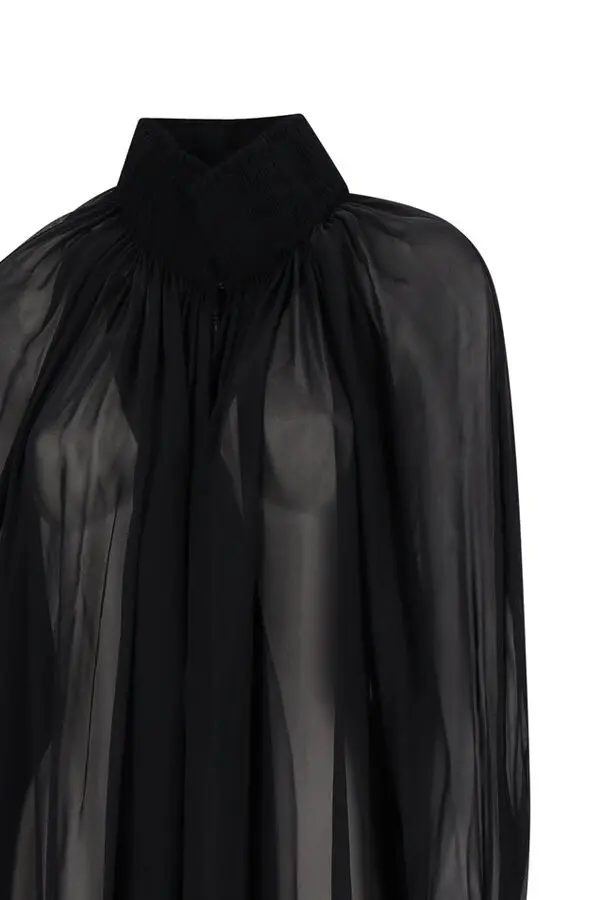 Khaite Edgar Ruffled High-neck Maxi Dress - Black