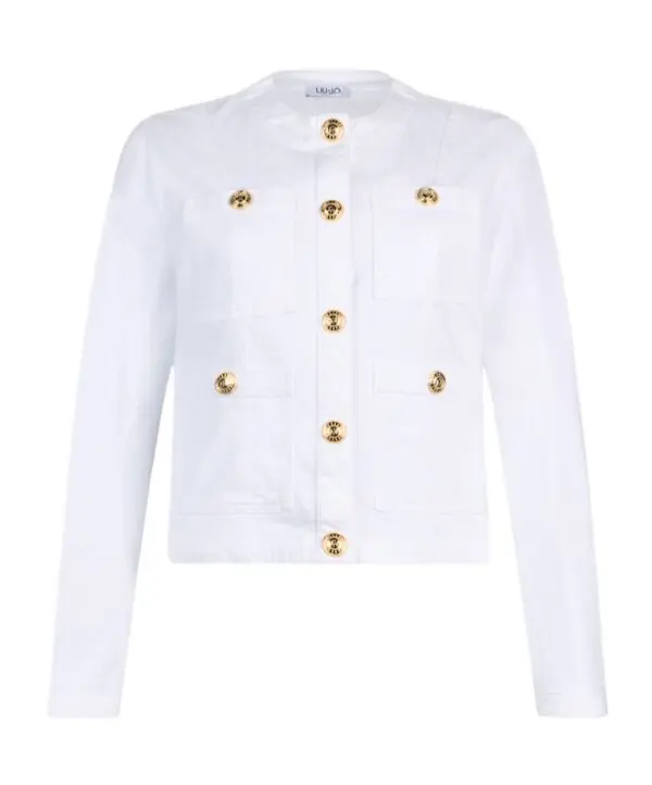Liu Jo Buttoned Crewneck Denim Jacket - White
