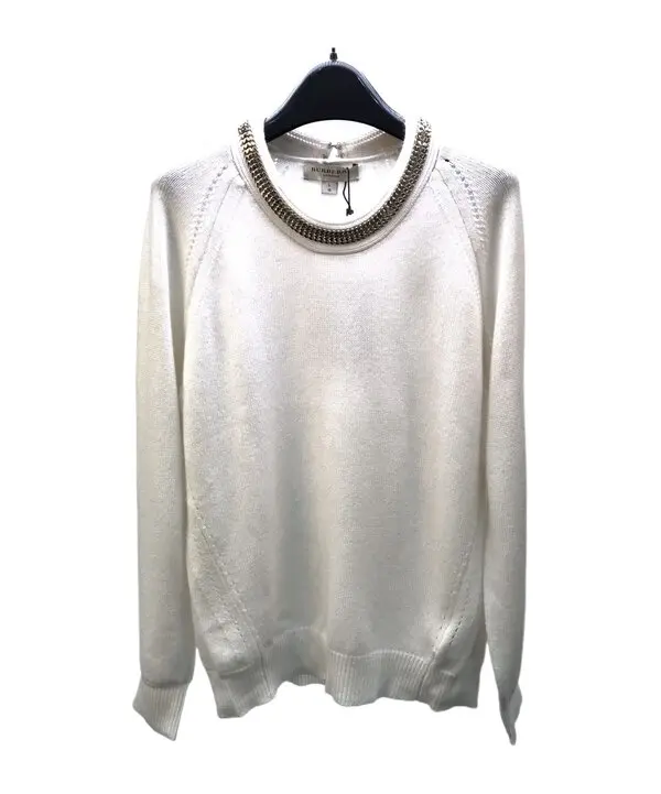 Burberry Round Neck Long Sleeve Knitted Pullover With Ribbed Trim