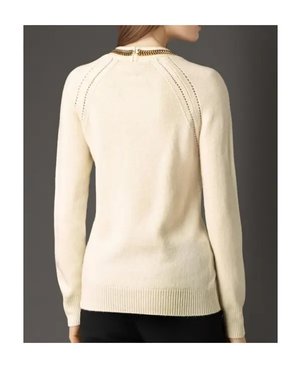 Burberry Round Neck Long Sleeve Knitted Pullover With Ribbed Trim