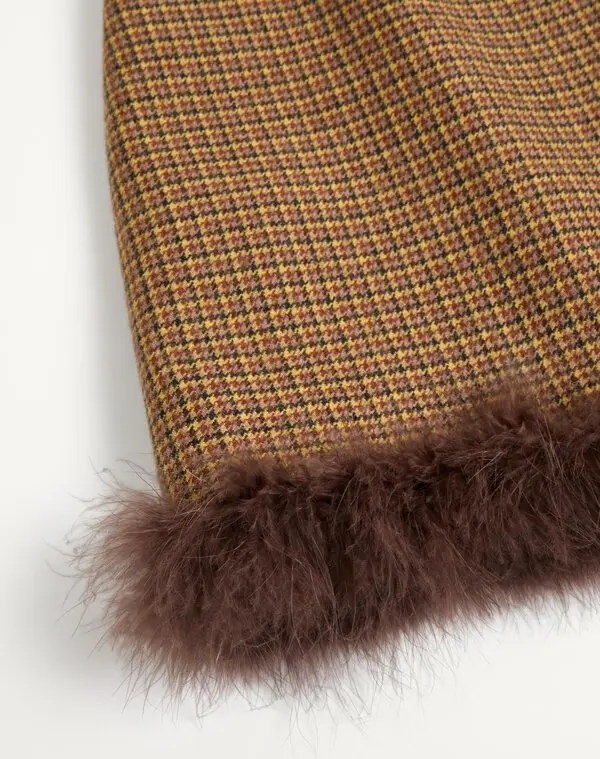 Valentino Garavani Checked Mini Skirt With Feather Trim