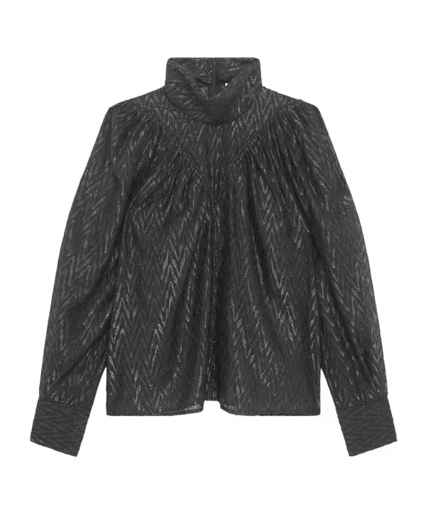 IRO PARIS High Collar Lurex Blouse