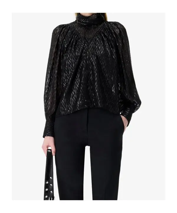 IRO PARIS High Collar Lurex Blouse