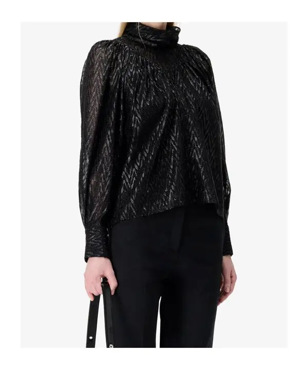 IRO PARIS High Collar Lurex Blouse