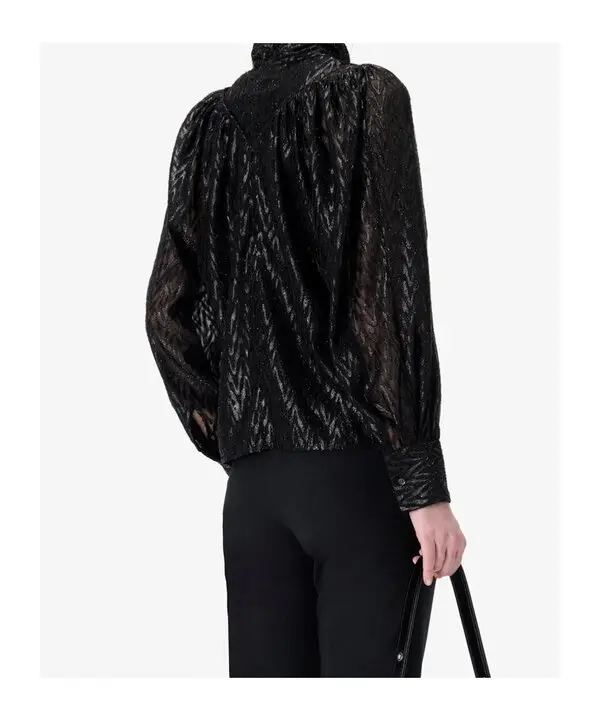 IRO PARIS High Collar Lurex Blouse