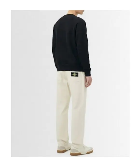 Stone Island Brushed Cotton Crewneck Sweatshirt - Black