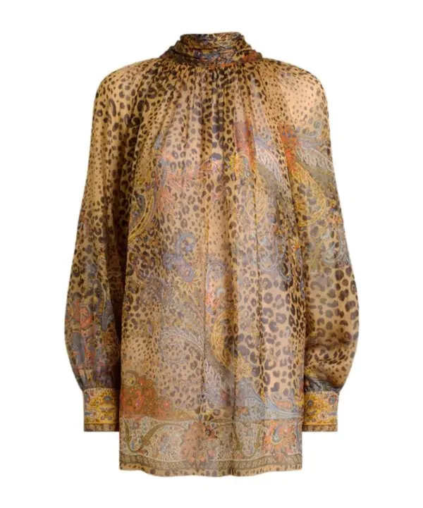 Etro Long Sleeve Animal And Paisley Print Blouse
