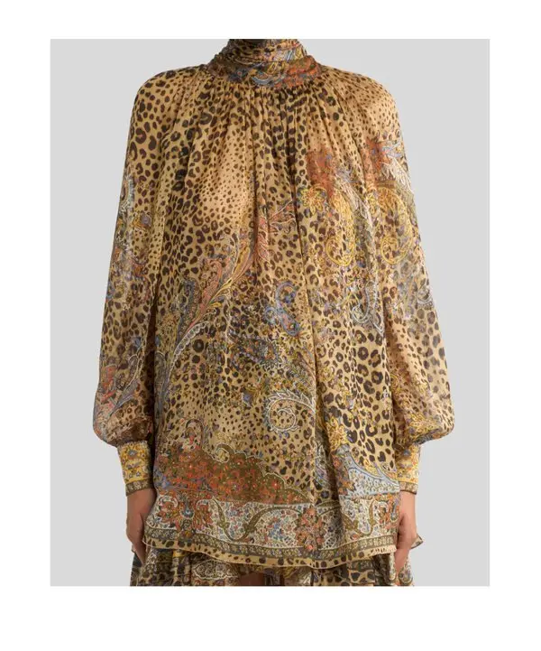 Etro Long Sleeve Animal And Paisley Print Blouse