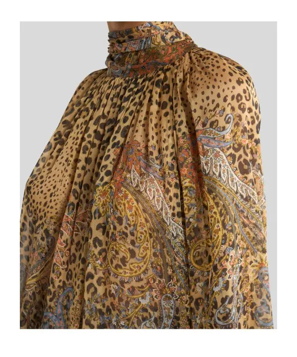 Etro Long Sleeve Animal And Paisley Print Blouse