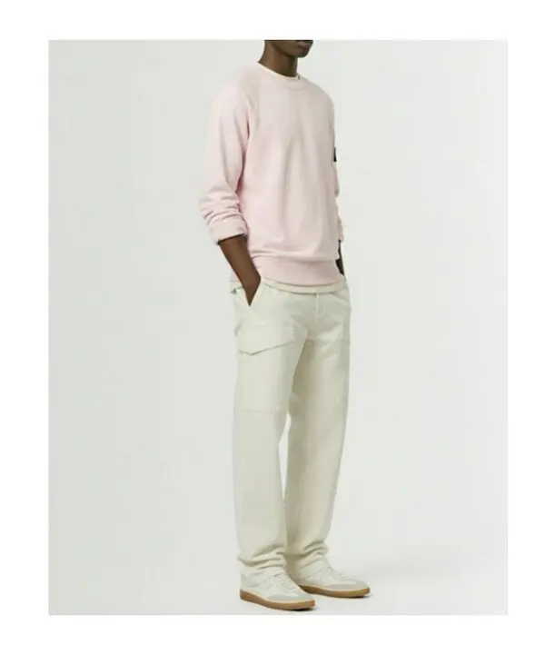 Stone Island Brushed Cotton Crewneck Sweatshirt With Sleeve Logo Patch - Pink
