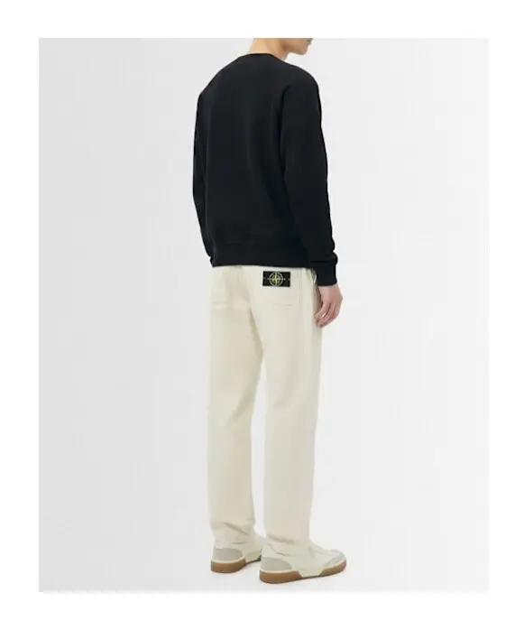 Stone Island Brushed Cotton Crewneck Sweatshirt With Sleeve Logo Patch - Pink