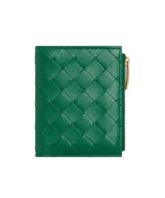 Bottega Veneta Intrecciato Small Bi-fold Wallet - Green