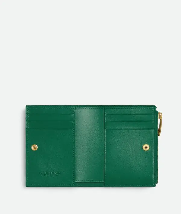 Bottega Veneta Intrecciato Small Bi-fold Wallet - Green