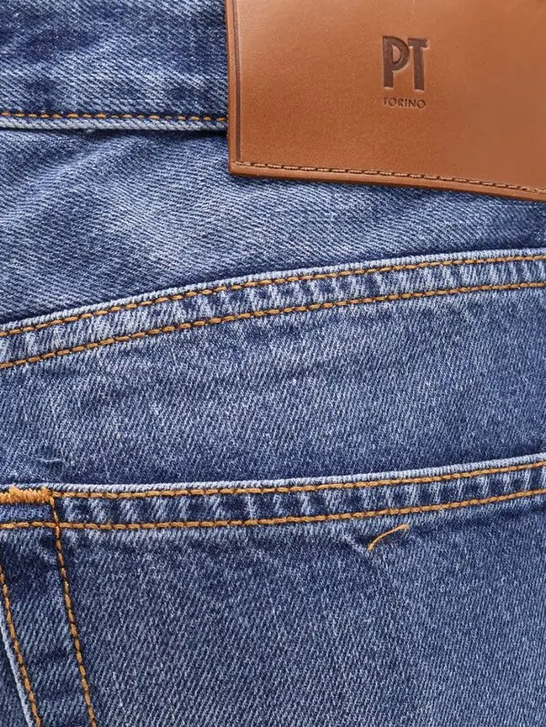 PT TORINO Tapered Jeans With Logo Patch - Blue