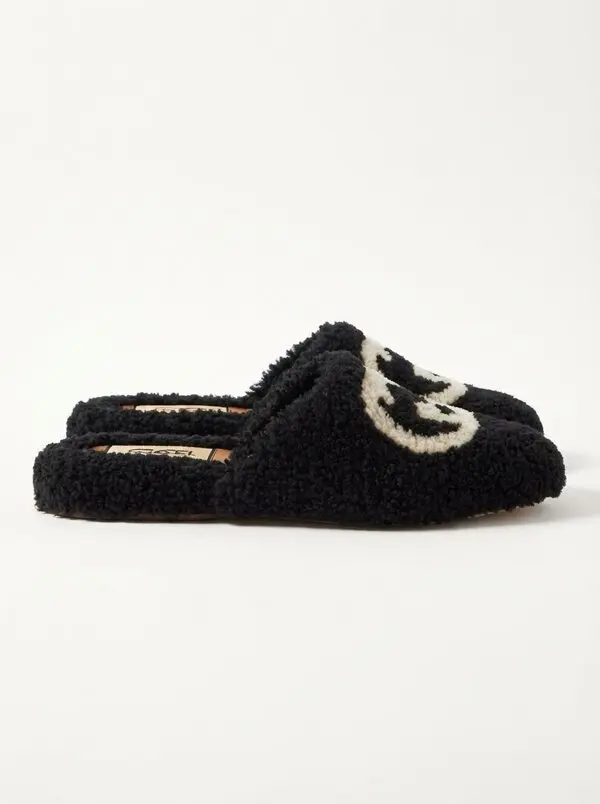 Gucci Interlocking G Merino Slippers - Black