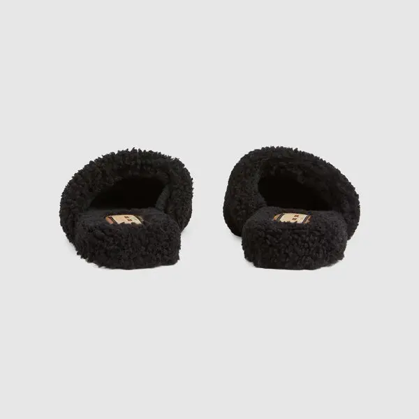 Gucci Interlocking G Merino Slippers - Black
