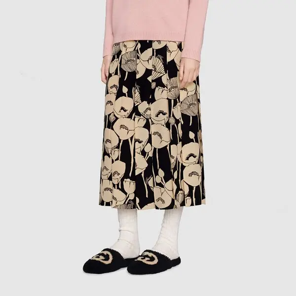 Gucci Interlocking G Merino Slippers - Black