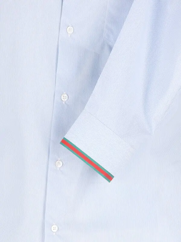 Gucci Web Detailed Striped Shirt - Light Blue And White