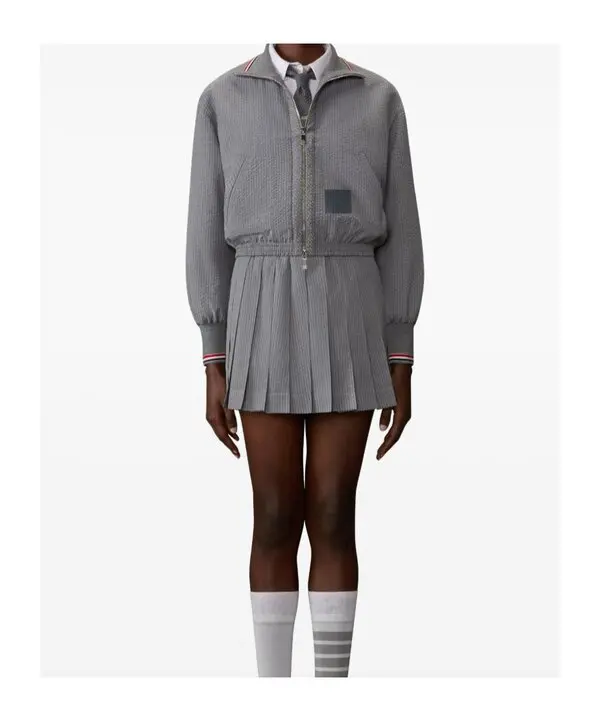 Thom Browne Drawstring Pleated Mini Skirt - Light Gray