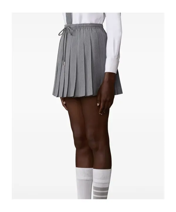Thom Browne Drawstring Pleated Mini Skirt - Light Gray