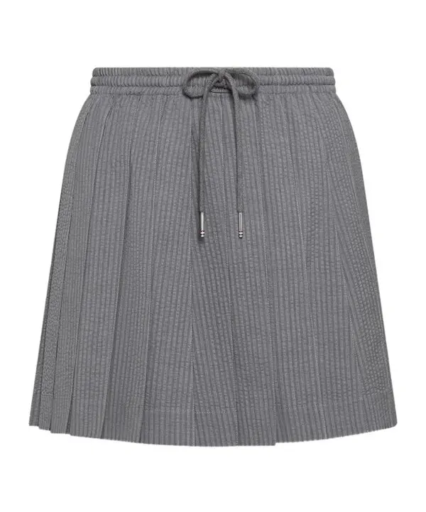 Thom Browne Drawstring Pleated Mini Skirt - Light Gray