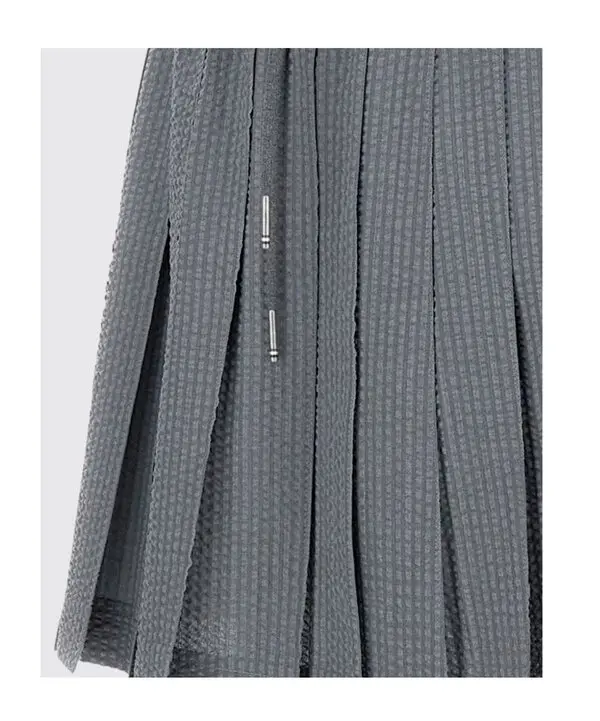 Thom Browne Drawstring Pleated Mini Skirt - Light Gray
