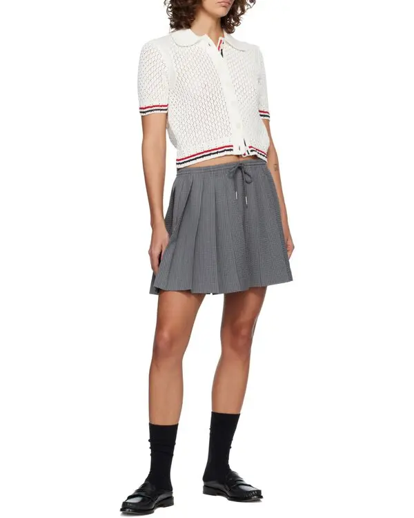 Thom Browne Drawstring Pleated Mini Skirt - Light Gray