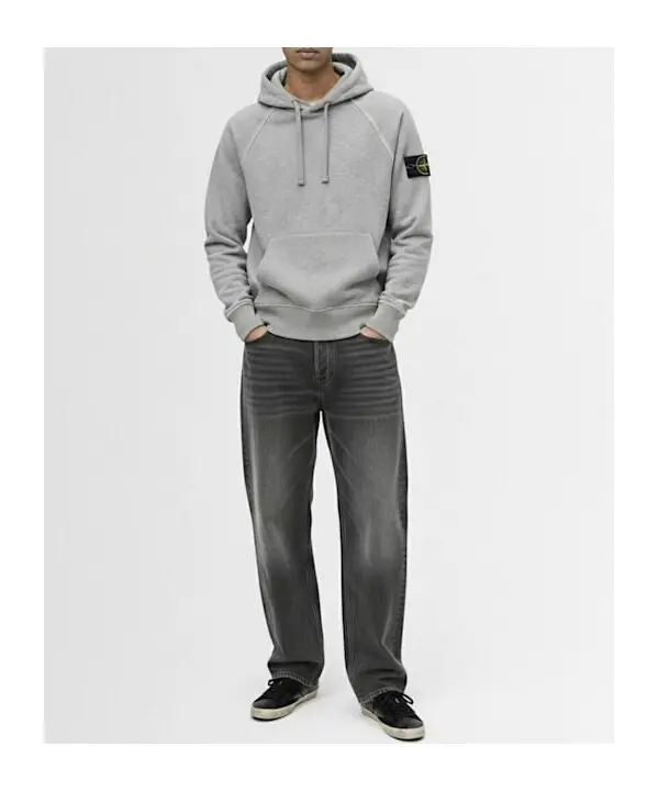 Stone Island Brushed Cotton Hooded Sweatshirt - Gray