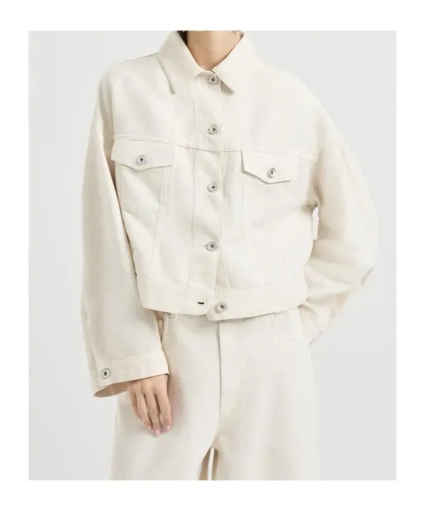 Brunello Cucinelli Cropped Long-sleeved Jacket - Chalk