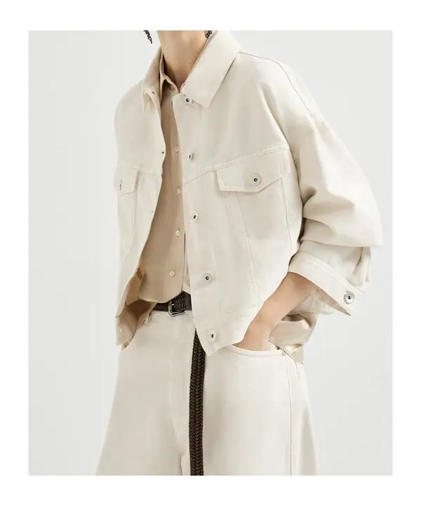 Brunello Cucinelli Cropped Long-sleeved Jacket - Chalk