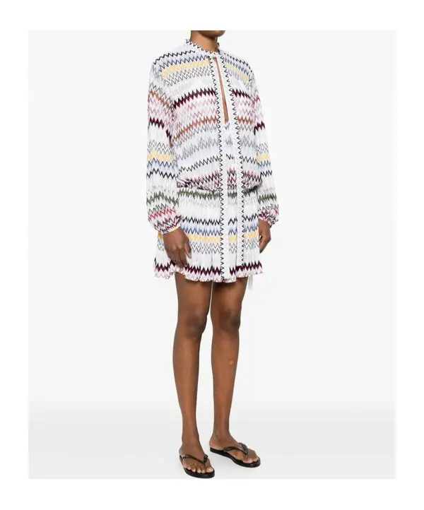Missoni Chevron Pleated Mini Dress - White
