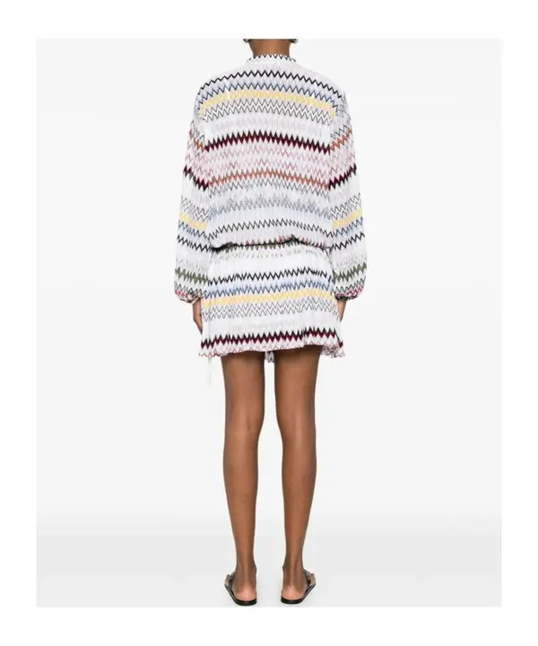Missoni Chevron Pleated Mini Dress - White