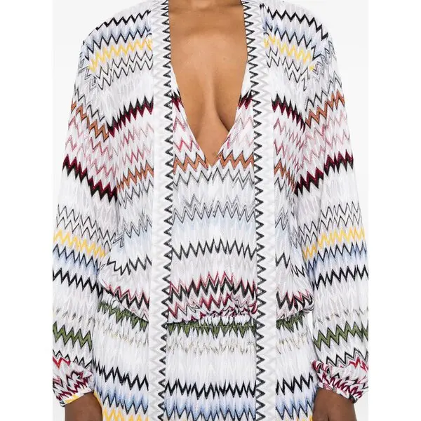 Missoni Chevron Pleated Mini Dress - White