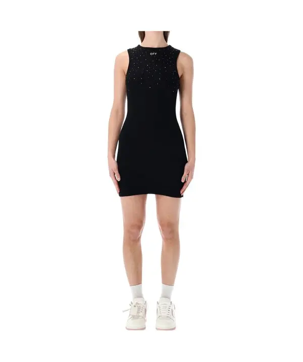 Off-White Logo Detailed Sleeveless Mini Dress - Black